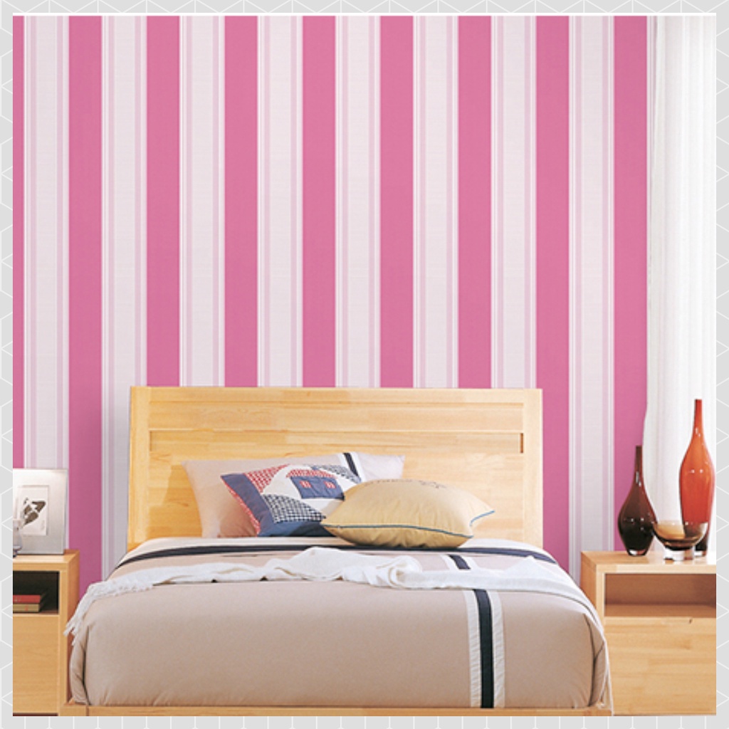 Jual Homedekor Wallpaper Stiker Dinding Wallstiker Size 45cm x 8m Motif Salur Pink GH096 ...