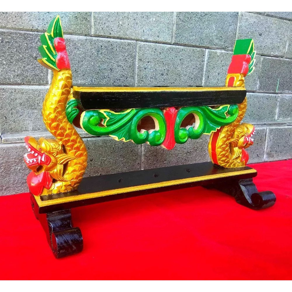 Jual Jagrak Stand T200 Tempat Keris Patrem Isi 3 Kayu Jati Ukir Naga ...