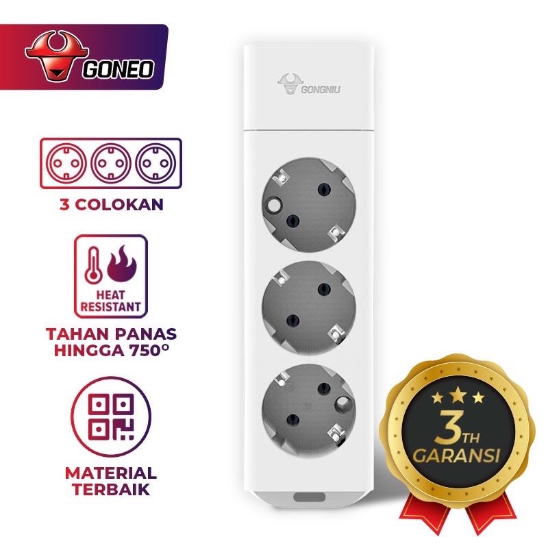 Jual Gongniu GONEO G103 Stop Kontak 3 Lubang Colokan Tanpa Kabel Power ...