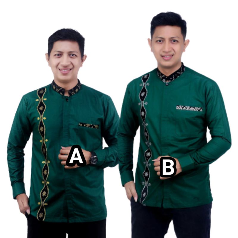 Jual Baju Koko Pria Muslim Ijo Botol Batik Putra Jaler | Shopee Indonesia