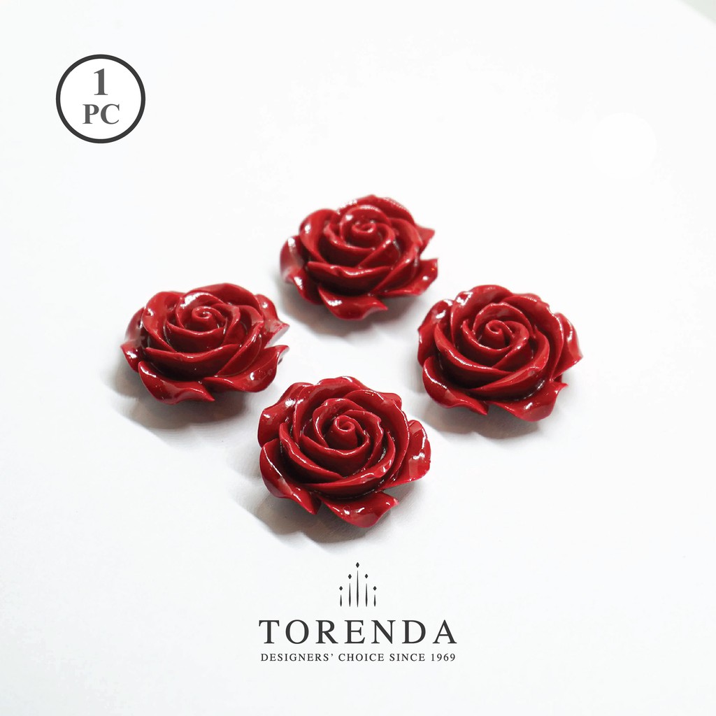 Jual Torenda Rose Acrylic Merah (8mm) - Bunga Payet (Flower Beads ...
