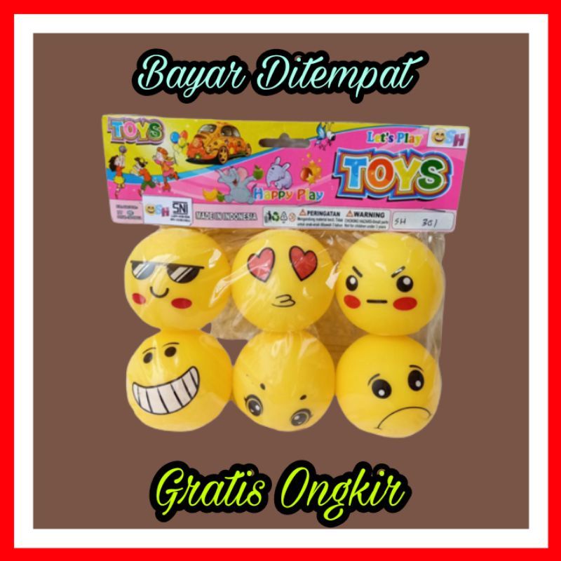 Jual Mainan Mandi Anak Bayi Bola Emoji Smile Bahan Karet Vynil Bisa ...