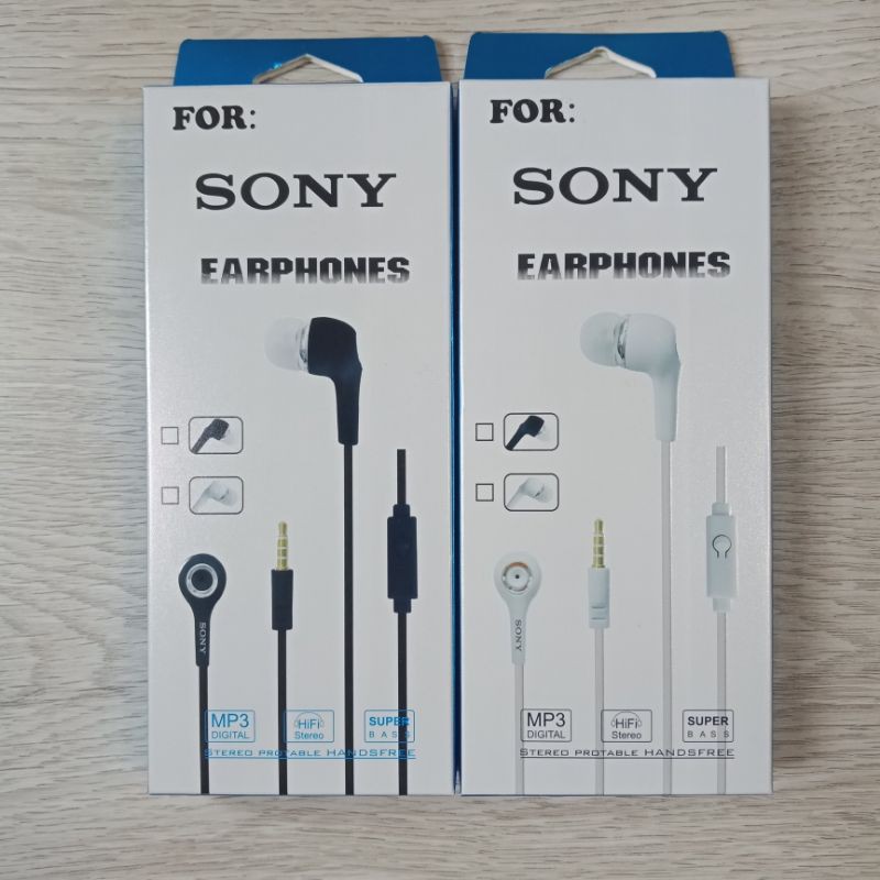 Jual Handsfree Super Bass Merk Sony Earphones Hitam dan Putih | Shopee ...