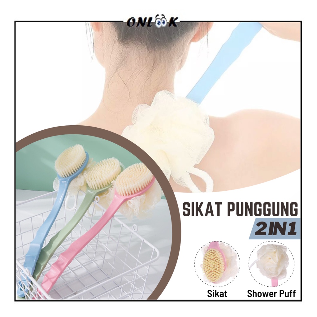 Jual Sikat Punggung Dengan Shower Puff Gagang Panjang 2In1/Tongkat ...