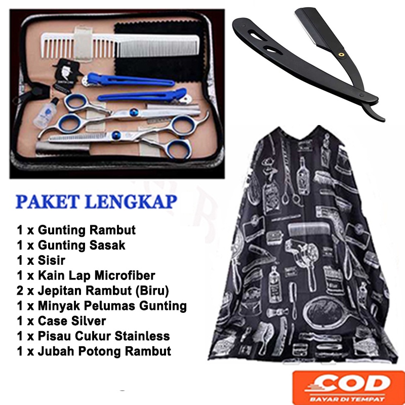 Jual [COD] Paket Alat Cukur Gunting Rambut Gunting Sasak Set Potong ...