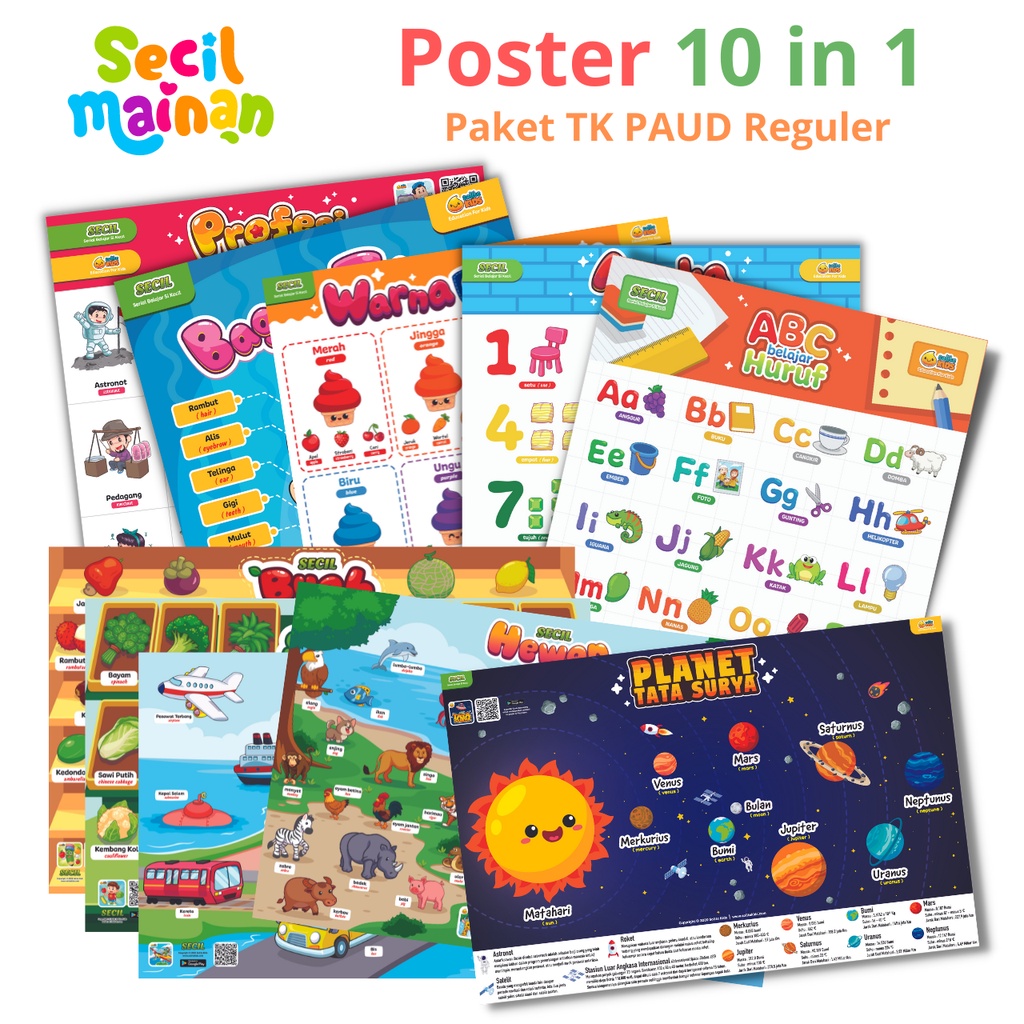 Jual Paket Poster Belajar TK PAUD Umum (isi 10) Wipe and Clean | Shopee ...