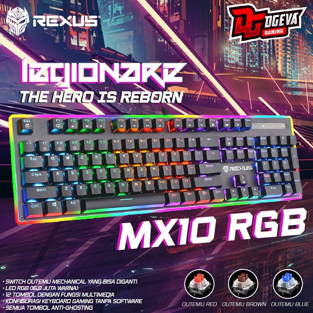 Jual Rexus Legionare MX10 Fullsize RGB Mechanical Gaming Keyboard ...