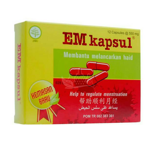 Jual EM Kapsul 12 kap M Kapsul Borobudur Lancar Haid Menstruasi Jamu ...