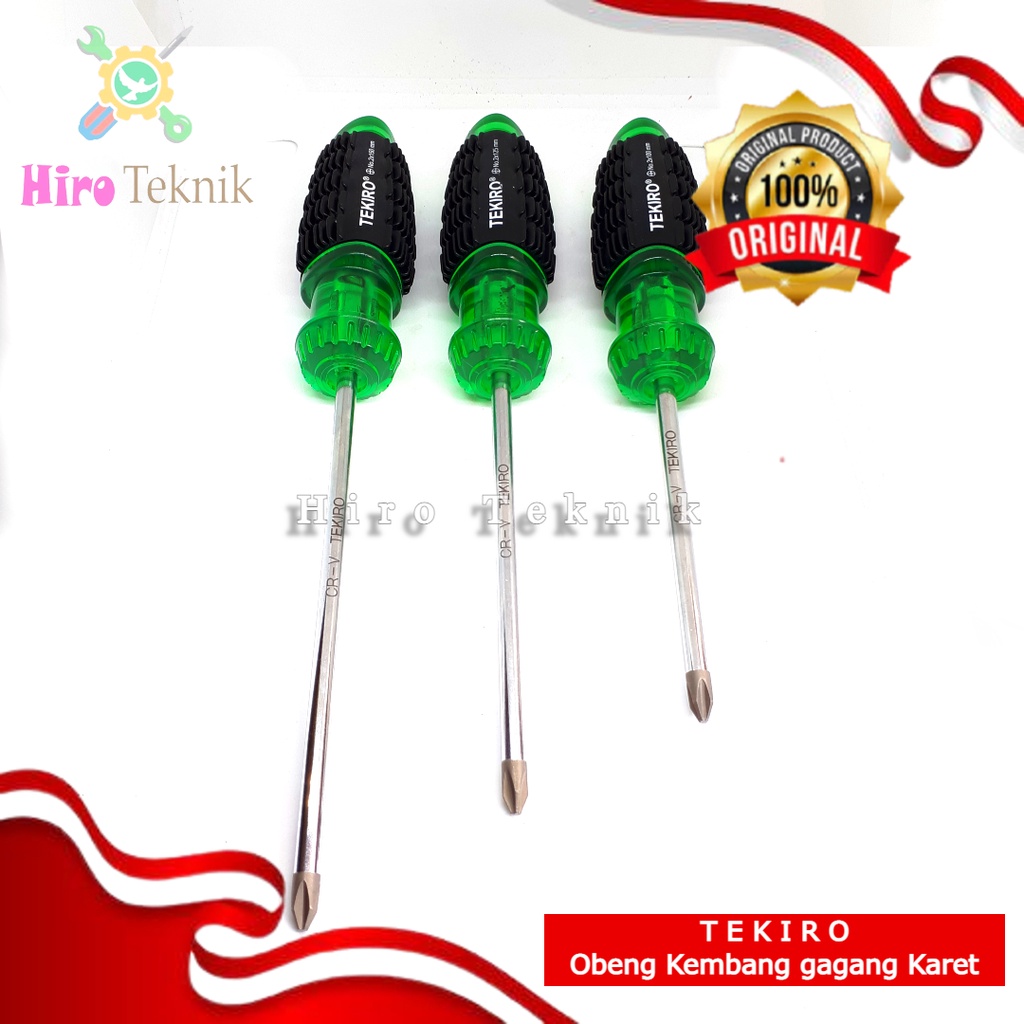 Jual TEKIRO Obeng Plus Gagang Karet / Obeng Plus / Obeng TEKIRO PH2 ...