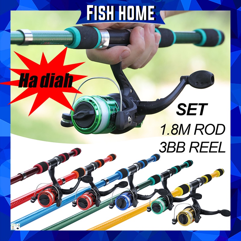 Jual Set Pancing1.8M 6 Bagian Spinning Fishing Rod Reel Set Fiber Glass ...