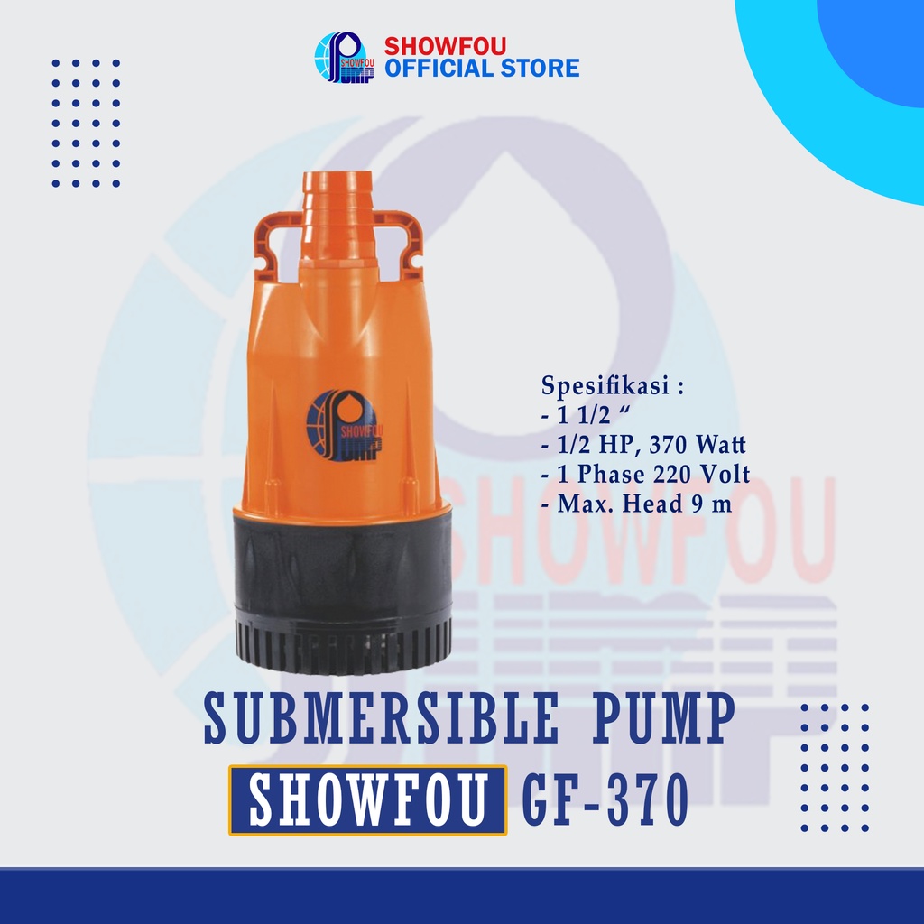 Jual SHOWFOU SUBMERSIBLE PUMP GF-370, 0.5 HP, 1 Phase 370 Watt 1-0.5 ...