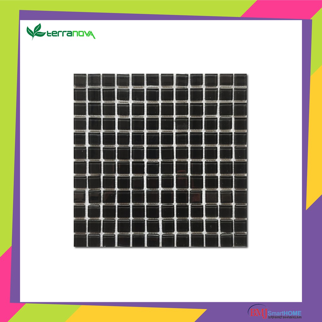 Jual KERAMIK MOZAIK KACA BLACK POLOS UK 30X30 CM | Shopee Indonesia