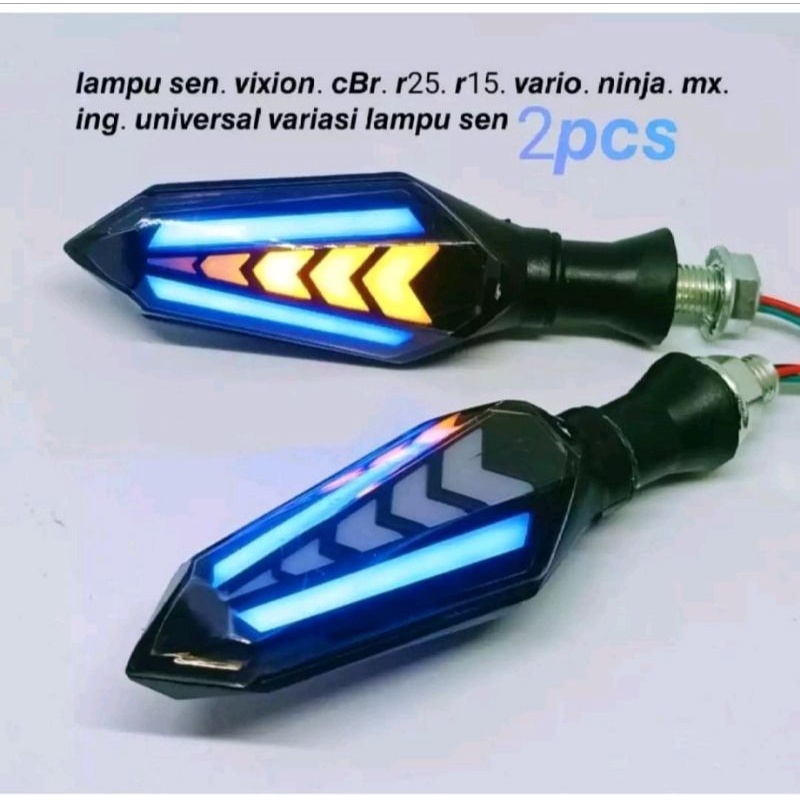 Jual Lampu Sen LED Running model panah Universal motor Senja biru merah ...