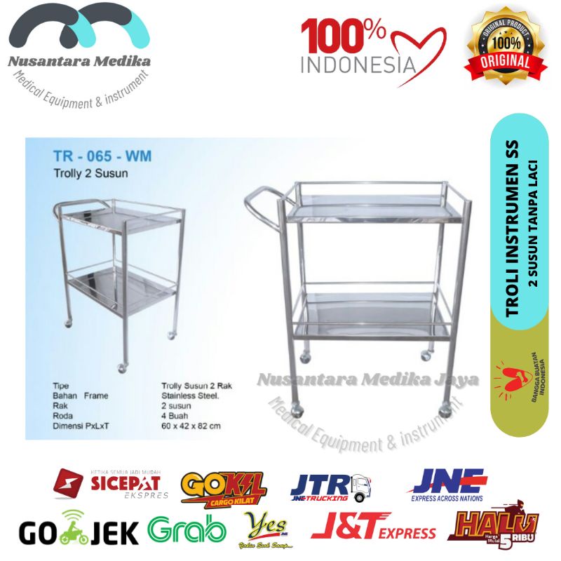 Jual Troli instrumen 2 Rak Rumah sakit / Troly Tindakan 2 susun Rumah ...