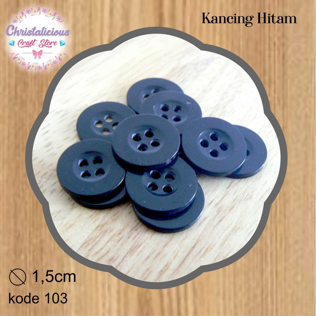 Jual Kancing Hitam Standart ukuran 11mm, 13mm, 15mm, 18mm, 20mm, 25mm ...