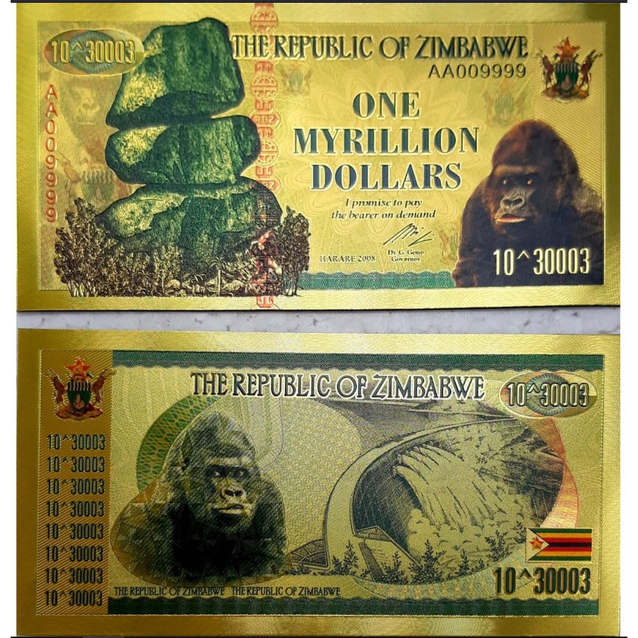 Jual UANG GOLD FOIL SUPER LANGKA ZIMBABWE 1 MYRILLION DOLAR ...