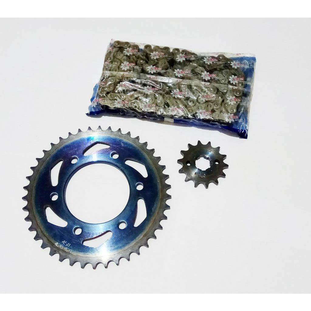 Jual CRUN GEAR SET KOMPLIT VIXION. GIGI TARIK BIRU DAN RANTAI YAMAHA ...