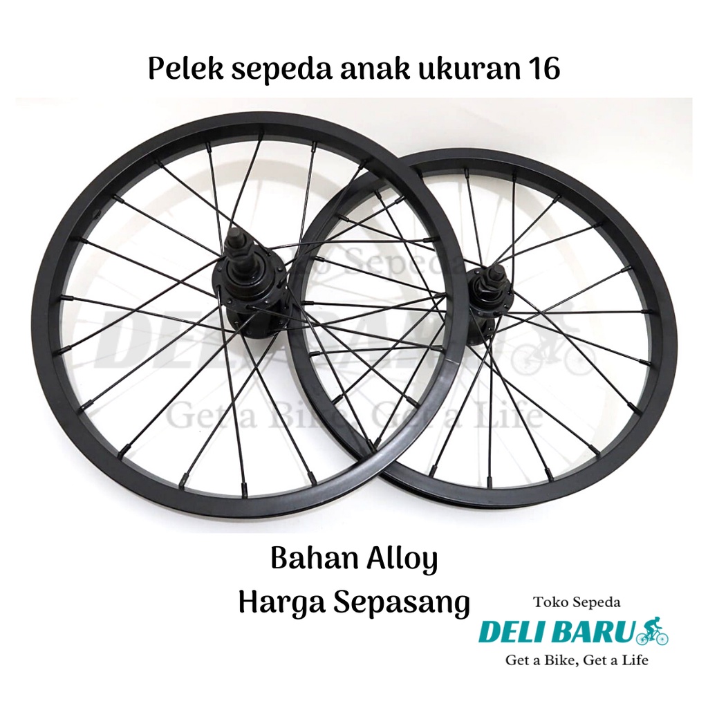 Jual Pelek jadi Wheelset ukuran 16 Velg Alloy hitam SEPASANG sepeda ...