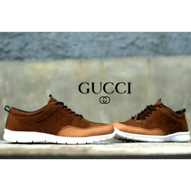 Jual Sepatu Gucci Runner Suede Coklat Sepatu Sneakers Sepatu Pria ...