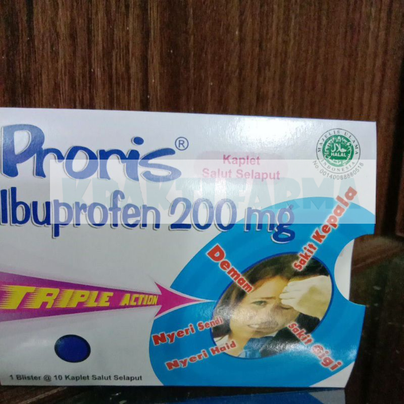 Jual Proris Ibuprofen 200 mg Triple Action (1 papan isi 10 kaplet ...