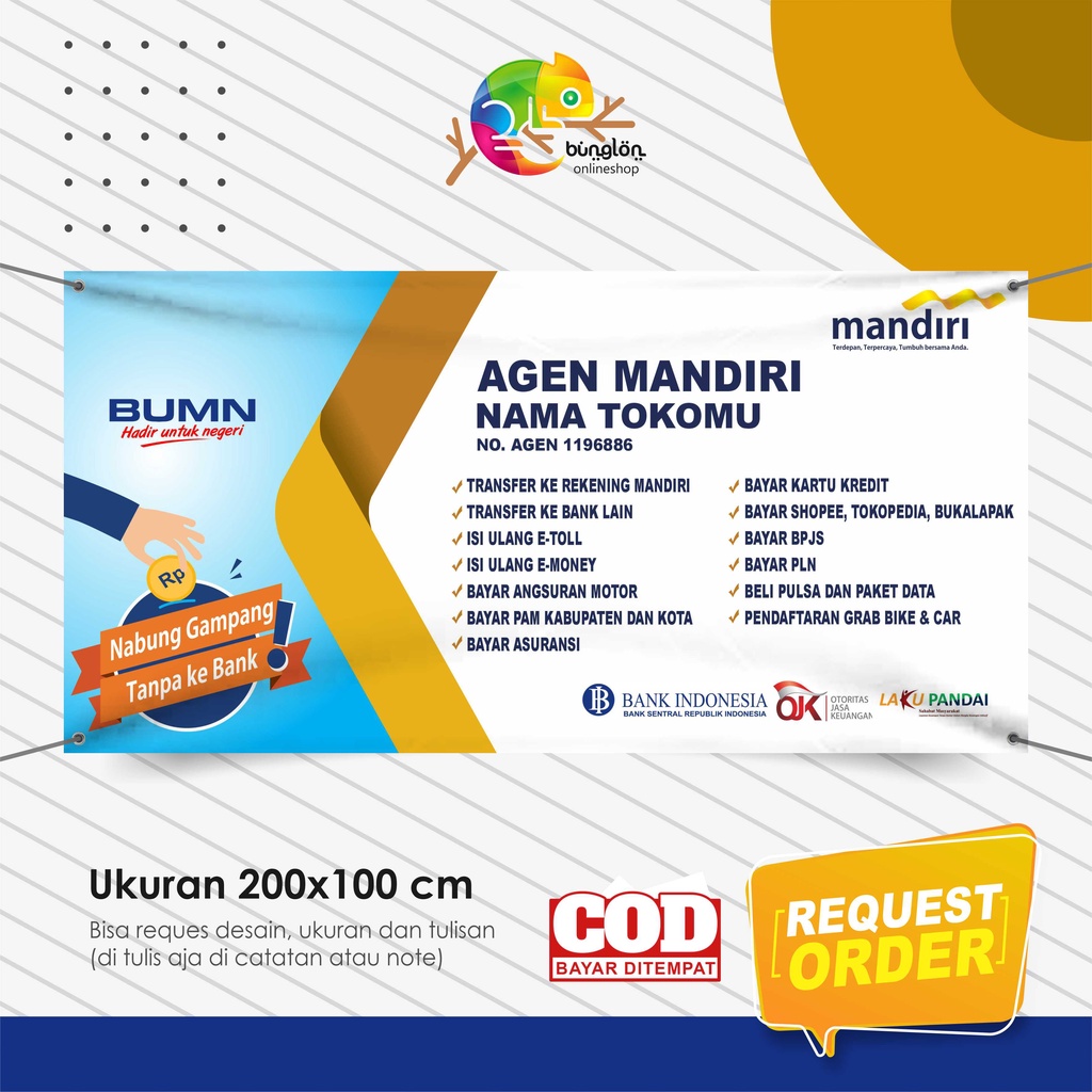 Jual Size 200x100 Cm, Spanduk Banner Agen Mandiri Sedang | Shopee Indonesia