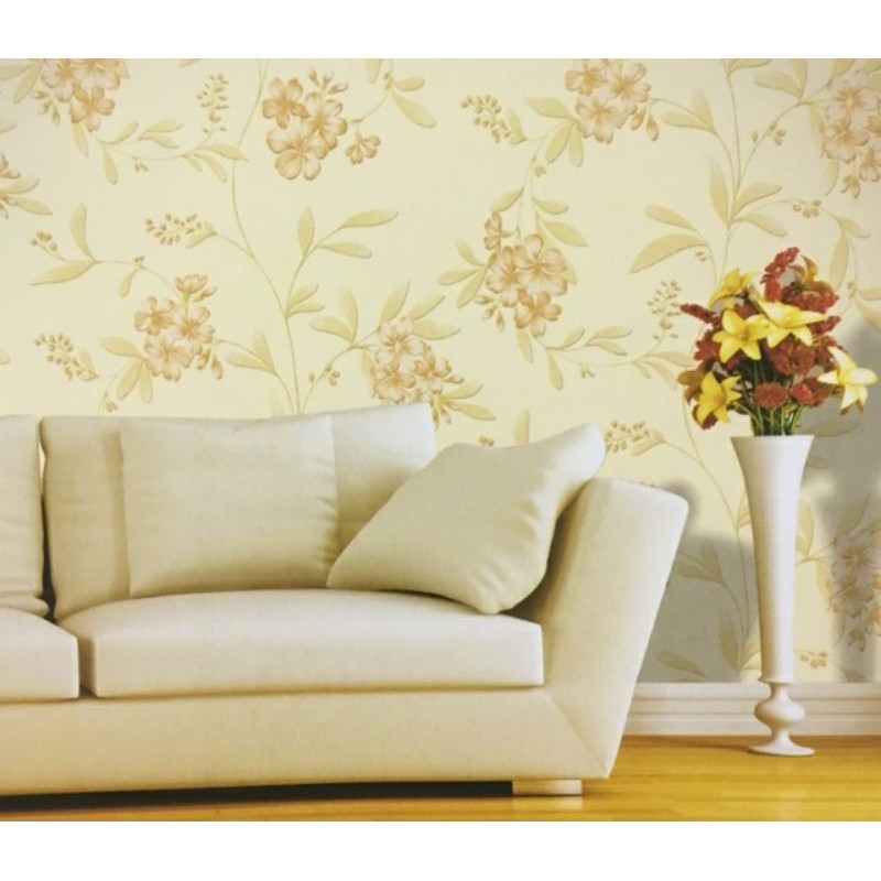 Jual wallpaper dinding wallpaper bunga kuning wallpaper ruang tamu ...