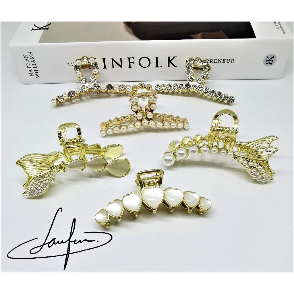 Jual JEPITAN JEPIT RAMBUT KOREA PREMIUM EMAS MUTIARA UKURAN SEDANG ...