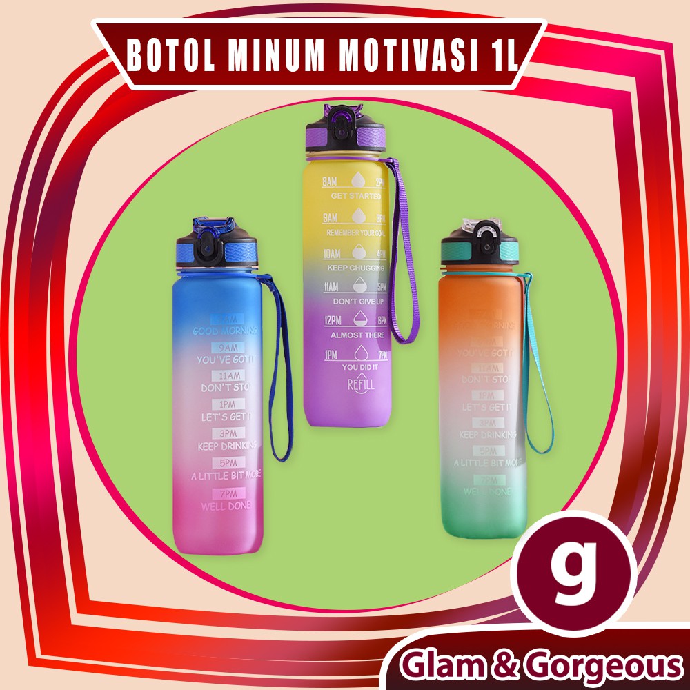Jual Botol Minum Motivasi dengan Penanda Waktu Kapasitas 1000ML Tutup ...