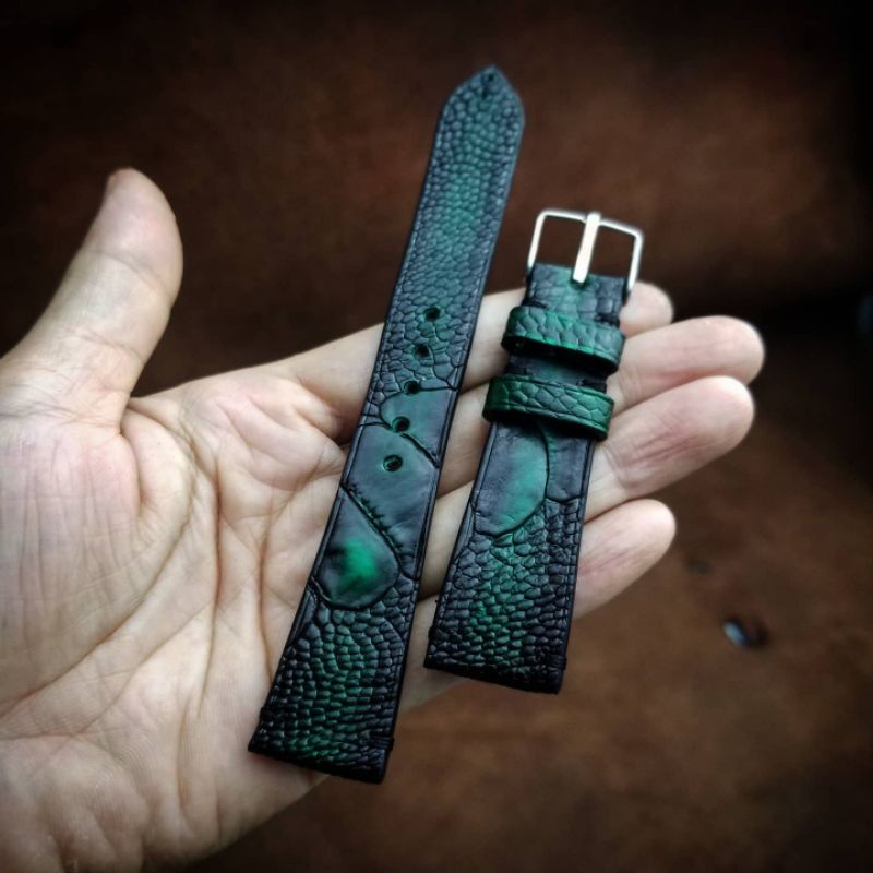 Jual tali jam tangan kulit / strap jam tangan kulit kaki burung unta ...