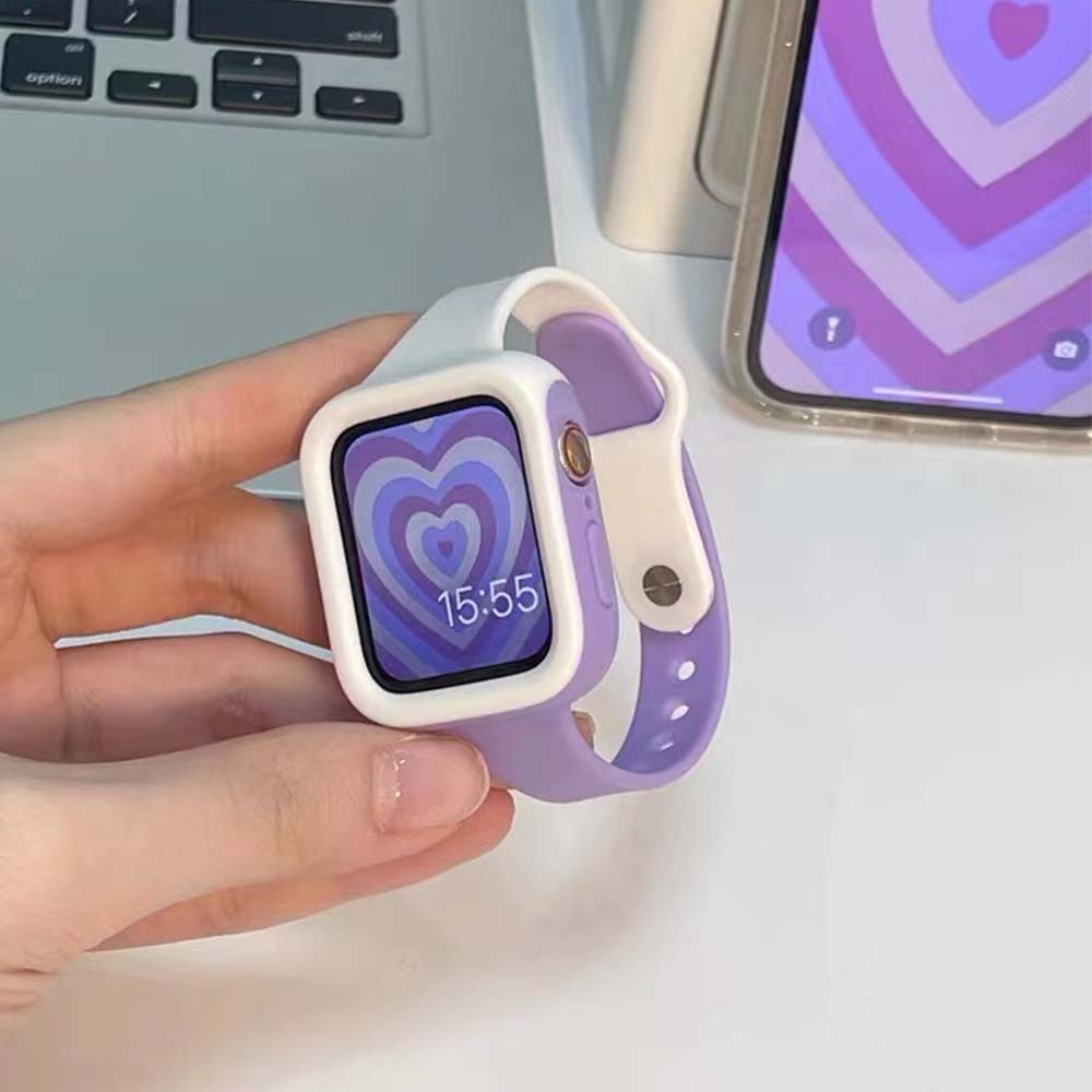 Jual Two-color silicone strap for apple watch band iwatch series 11/10 ...