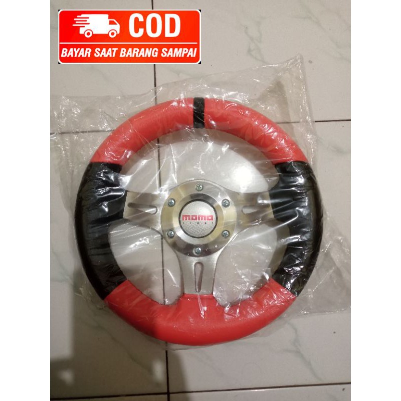 Jual stir mobil 10 inci warna merah / stir recing | Shopee Indonesia