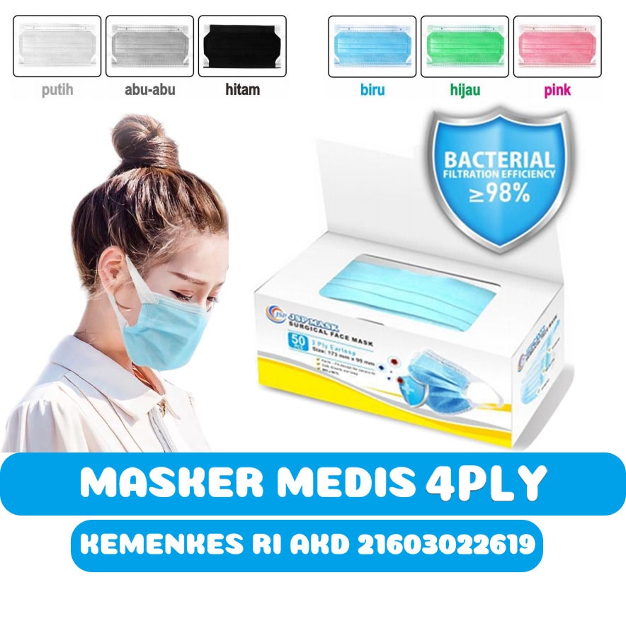 Jual Masker Medis 3PLY/ Masker Medis JSP/ JSP Mask Isi 50Pcs SM16 | Shopee Indonesia