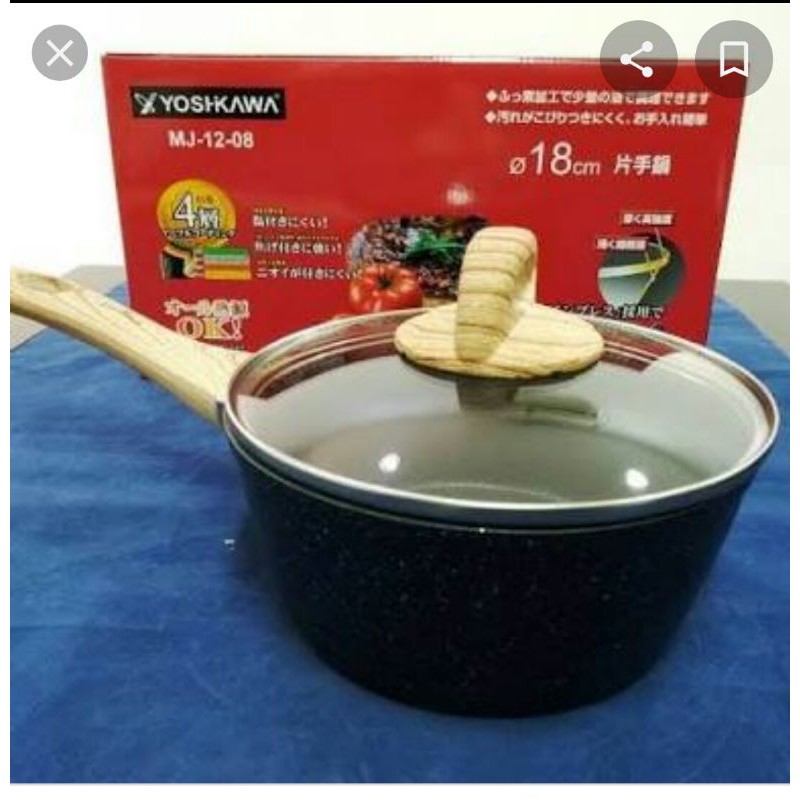 Jual YOSHIKAWA Marble Sauce Pan MJ-12-08Ukuran18cm | Shopee Indonesia