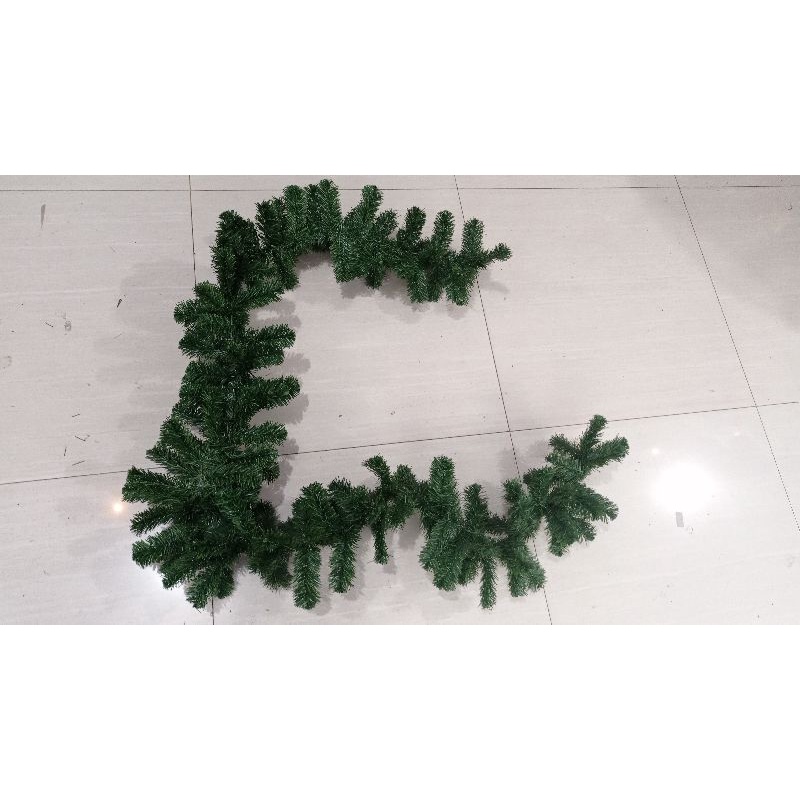 Jual GARLAND DAUN KAWAT NATAL DAHAN DEKORASI DAUN HIJAU NATAL LEBAT ...