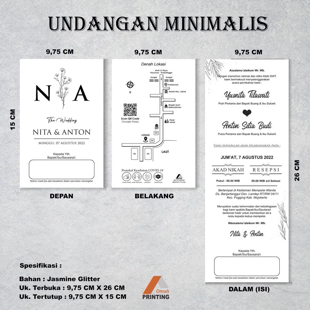 Jual UNDANGAN MEWAH MINIMALIS / UNDANGAN MINI / UNDANGAN MURAH BAHAN ...