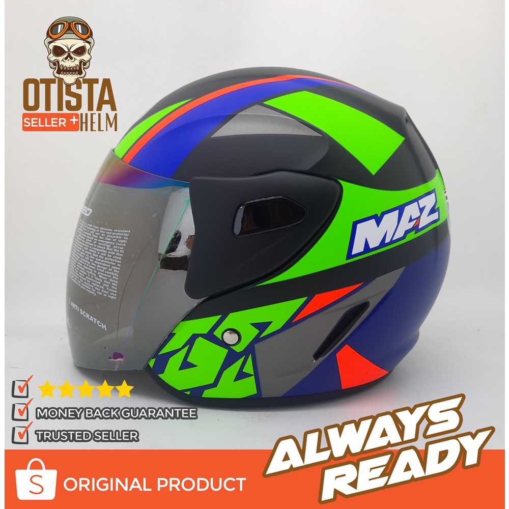 Jual HELM MAZ HALF FACE SONIC CORAK FEGGIO VISOR PELANGI | Shopee Indonesia