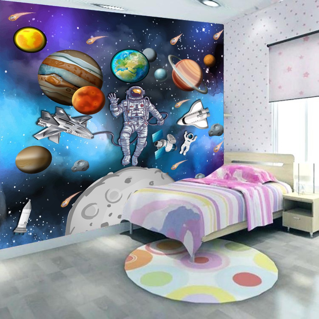 Jual Wallpaper Dinding Custom 3D Anak laki cowok Astronot Planet ...