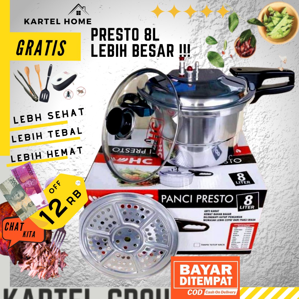 Jual HAPPY CALL Presto 8 Liter Panci Pelunak Daging Serbaguna 3in1 dengan Tutup Kaca dan ...