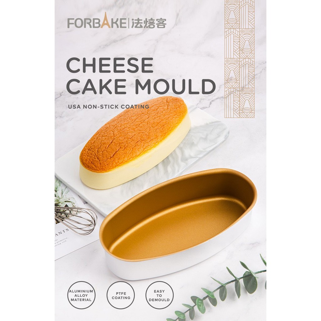 Jual Non-Stick Oval Classic Japanese Cheese Cake Mould (GOLD) | Shopee ...