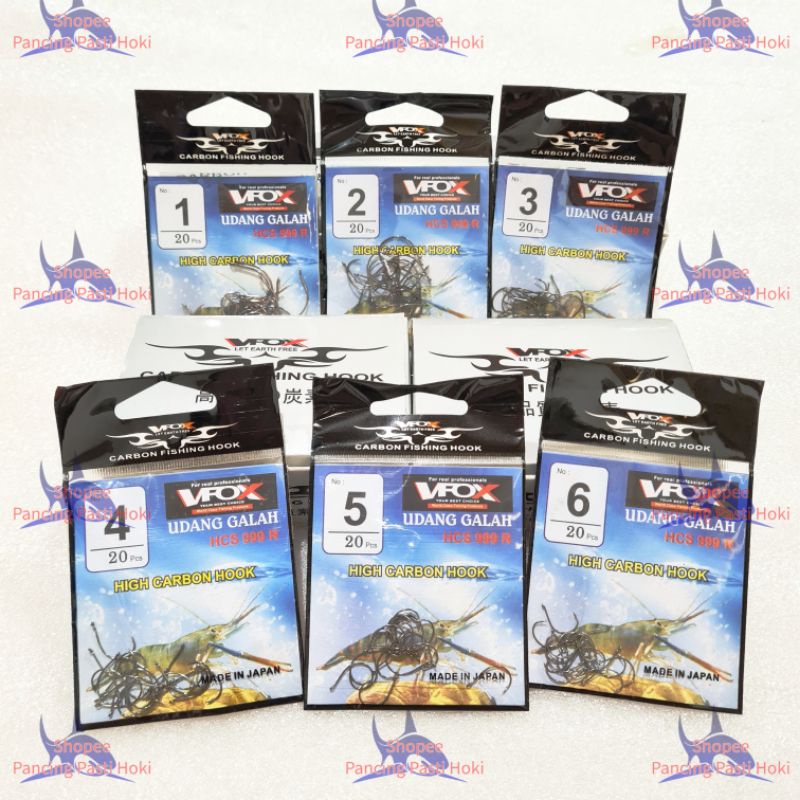 Jual mata pancing UDANG GALAH VFOX high CARBON ISI 20 / mata kail udang ...