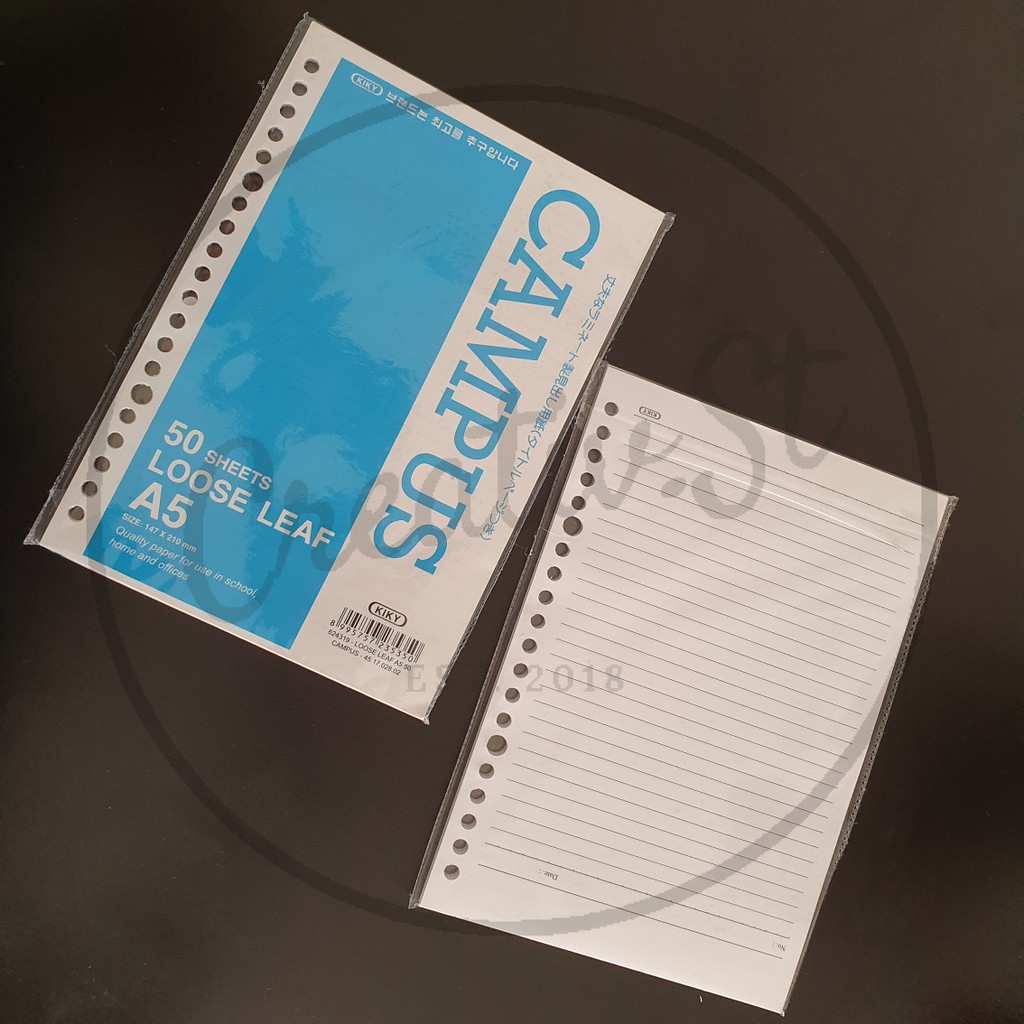 Jual Kiky Loose Leaf A5 50 Lembar Campus 20 Ring Isi Binder | Shopee Indonesia