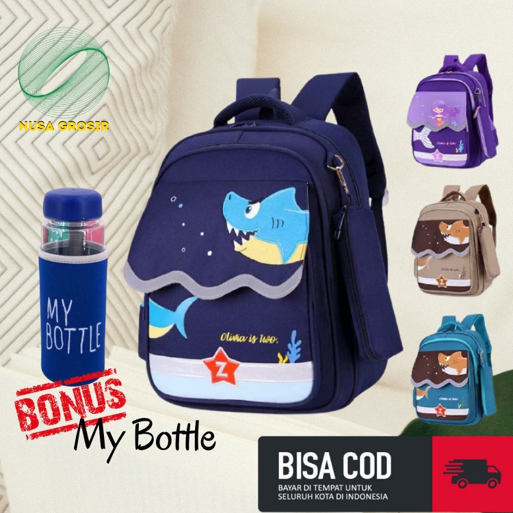 Jual Tas sekolah Anak Laki Laki dan Perempuan TK SD SMP / Tas Karakter Hiu Shark Tas Ransel Anak ...