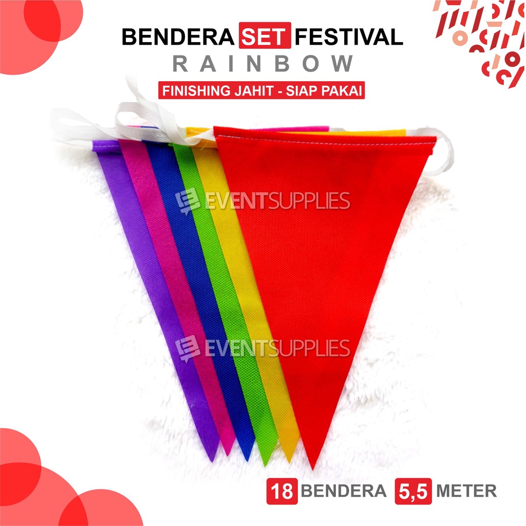 Jual Promo Bendera Festival Renteng HUT RI Rainbow [18 lembar] Bunting ...