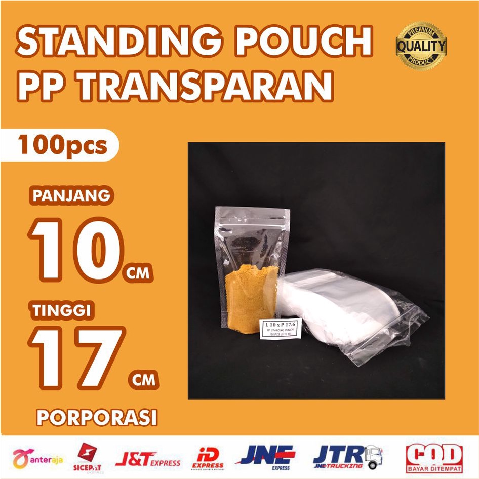 Jual [100PCS] STANDING POUCH PP TRANSPARAN PLASTIK BENING 10X17 10 X 17 ...