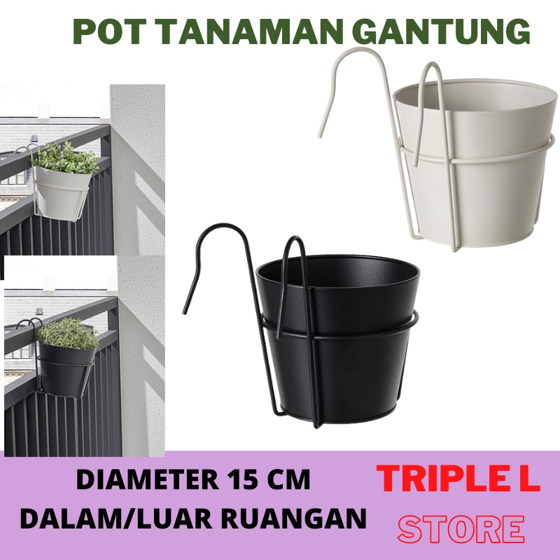 Jual Pot Tanaman Gantung dengan Penyangga Balkon Taman Bunga VTL ...