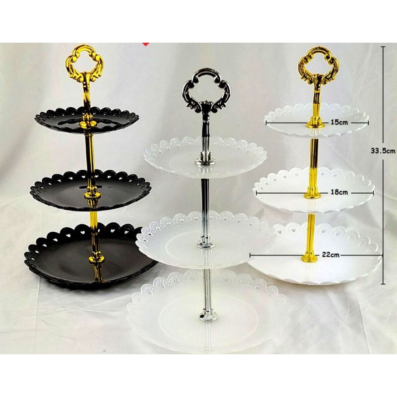 Jual Rak Piring Penyaji Kue Buah Rak Susun 3 Cake Tier Tempat Cupcake | Shopee Indonesia