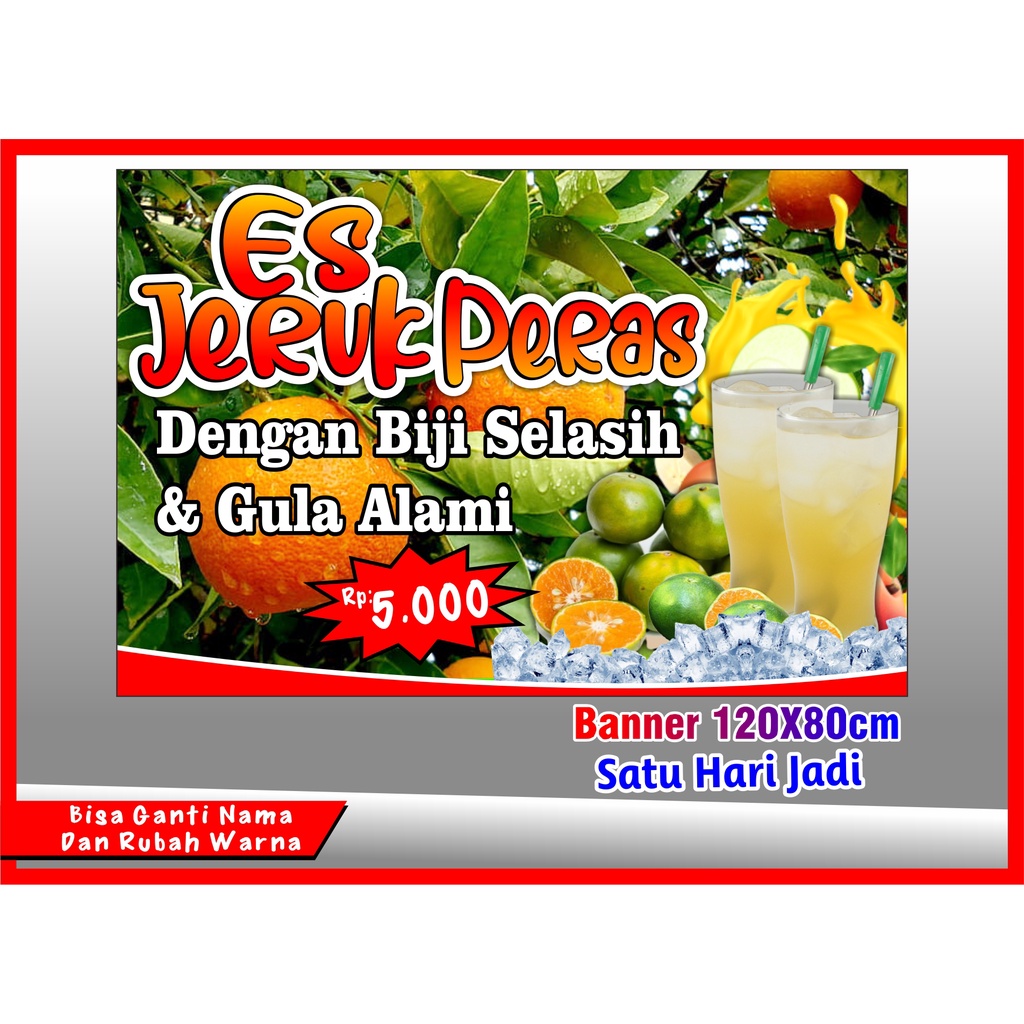 Jual Banner Es Jeruk Peras, COD Spanduk Es Jeruk Peras 120x80cm ...