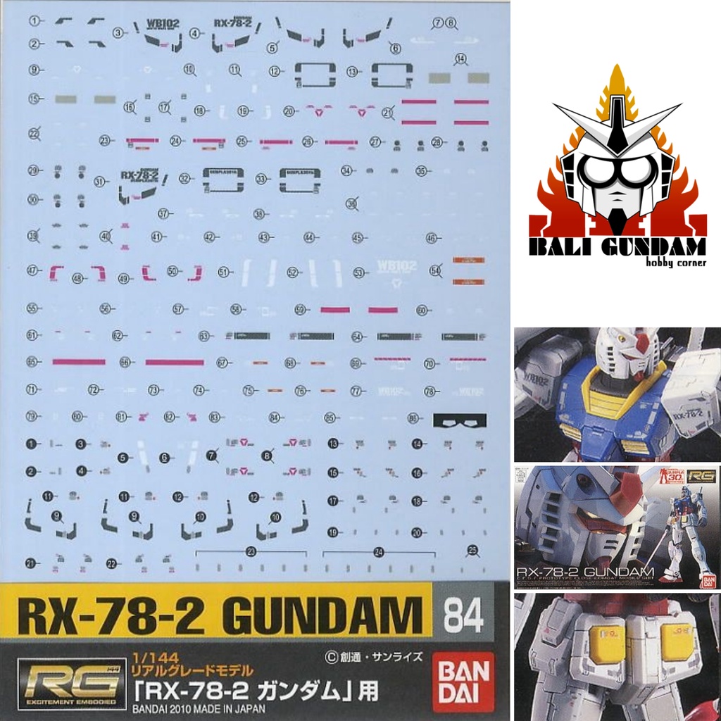 Jual GUNDAM DECAL 84 RG RX-78-2 GUNDAM Bali Gundam Hobby Corner Bandai ...