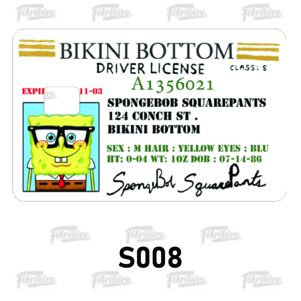 Jual Sticker Skin Card Spongebob - Vinyl ATM Debit Credit Emoney Flazz ...