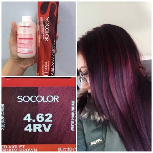 Jual Matrix SoColor 4.62 4RV Dark Violet Brown Red Burgundy Hair Dye ...